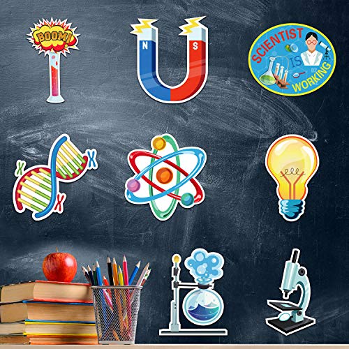 48 Pieces Science Bulletin Board Sets Laminated Science Cutouts Lab Cutouts Science-Theme Party Cutouts for Science Class School Classroom Bulletin Board Office Party Decoration Supplies, 8 Designs