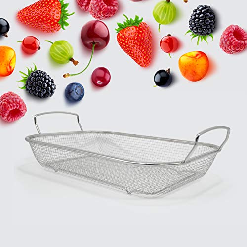 ExcelSteel Rectangular Stainless Steel Basket, 14.75" x 10.75" x 2.5", Stainless