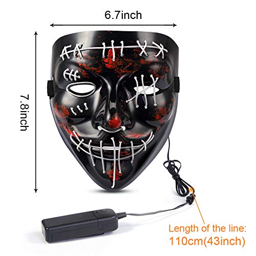 Halloween Scary Mask LED Mask LED Purge Mask [2PACK] LED Light Up Mask EL Wire Light Up for Festival Cosplay Halloween Costume Halloween Festival Party.