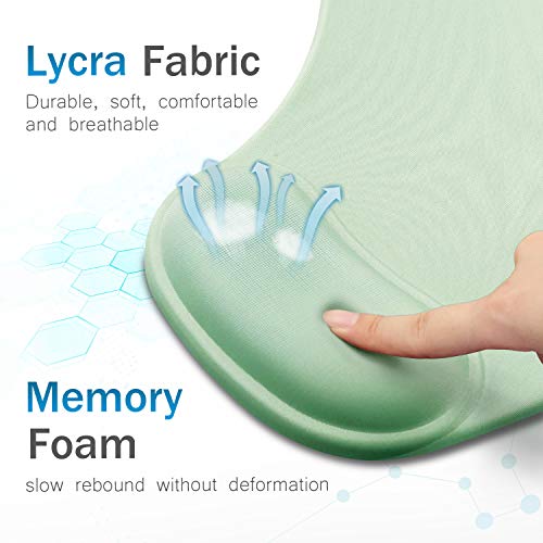 JSD Gel Mouse Pad with Wrist Support Wrist Rests 10.00×9.25×1.3 inches (Green, 1 Pack)