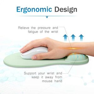 JSD Gel Mouse Pad with Wrist Support Wrist Rests 10.00×9.25×1.3 inches (Green, 1 Pack)