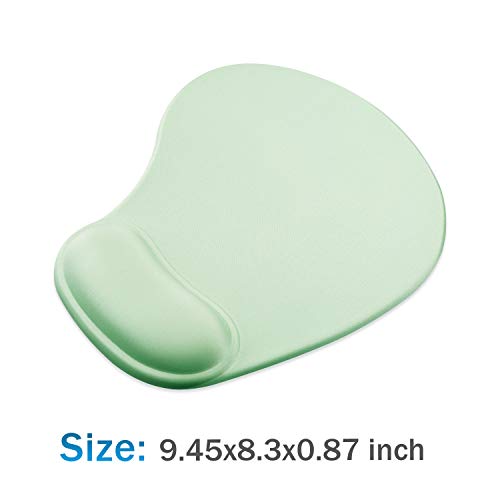 JSD Gel Mouse Pad with Wrist Support Wrist Rests 10.00×9.25×1.3 inches (Green, 1 Pack)