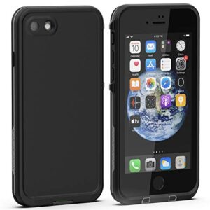 diverbox iphone se 2020 waterproof case iphone 8 waterproof case,waterproof shockproof ip68 full-body sturdy case built-in screen protector, durable underwater for full sealed cover 4.7 in (black)