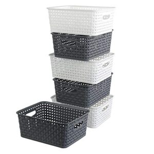 tstorage plastic woven basket, small plastic baskets for shelf, 6 packs