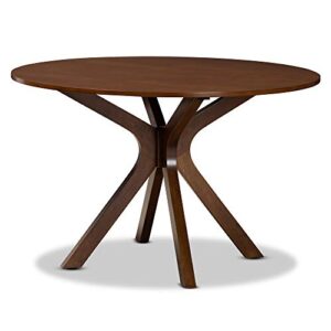 baxton studio kenji modern and contemporary walnut brown finished 48-inch-wide round wood dining table