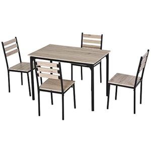 homcom modern dining table set for 4, 5-piece kitchen table set, rectangular dining table and 4 chairs for kitchen, dining room, dinette, breakfast nook, grey