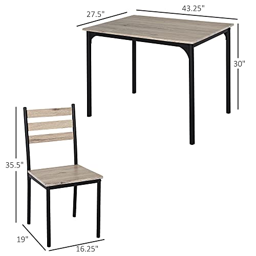 HOMCOM Modern Dining Table Set for 4, 5-Piece Kitchen Table Set, Rectangular Dining Table and 4 Chairs for Kitchen, Dining Room, Dinette, Breakfast Nook, Grey