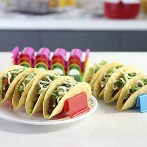 Taco Holder Stand Set of 6, Colorful Taco Holder Plate, Wave Shape Taco Tray, Taco Shell Holder Stand for Party, Hold 4 Tacos Each, Very Hard and Sturdy, Dishwasher Top Rack Safe