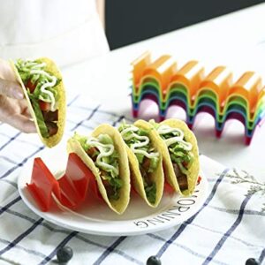 Taco Holder Stand Set of 6, Colorful Taco Holder Plate, Wave Shape Taco Tray, Taco Shell Holder Stand for Party, Hold 4 Tacos Each, Very Hard and Sturdy, Dishwasher Top Rack Safe