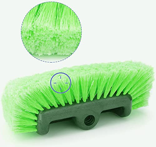 Forgrace 12" Car Wash Brush with Medium Soft Bristle for Auto RV Truck Boat Camper Exterior House Washing Cleaning, Green Plus