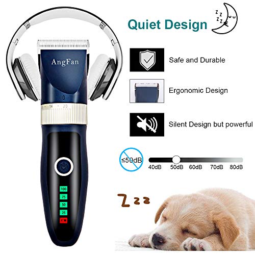 AngFan Dog Clippers for Grooming 16pcs Dog Grooming Kit for Small Large Profesional Cordless Dogs Grooming Clippers Supplies Dog Hair Clippers Low Noise