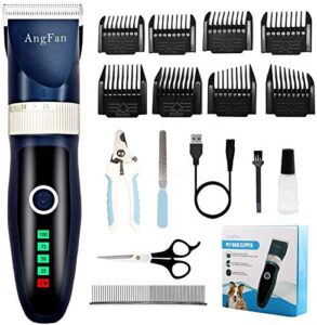 angfan dog clippers for grooming 16pcs dog grooming kit for small large profesional cordless dogs grooming clippers supplies dog hair clippers low noise