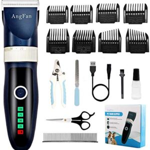 AngFan Dog Clippers for Grooming 16pcs Dog Grooming Kit for Small Large Profesional Cordless Dogs Grooming Clippers Supplies Dog Hair Clippers Low Noise