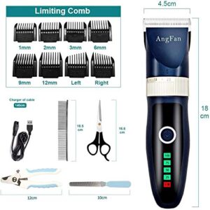 AngFan Dog Clippers for Grooming 16pcs Dog Grooming Kit for Small Large Profesional Cordless Dogs Grooming Clippers Supplies Dog Hair Clippers Low Noise