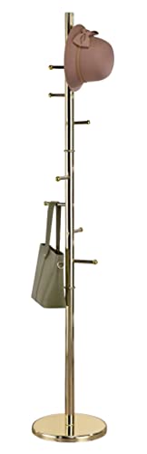 Kings Brand Furniture - Hyre 8 Hook Entryway Hall Tree Coat & Hat Rack Stand, Brass