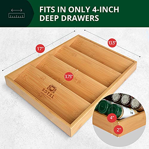 ROYAL CRAFT WOOD Luxury Spice Drawer Organizer for Kitchen - Bamboo Spice Rack Organizer for Drawer for Deep Drawers (17"x13.5")