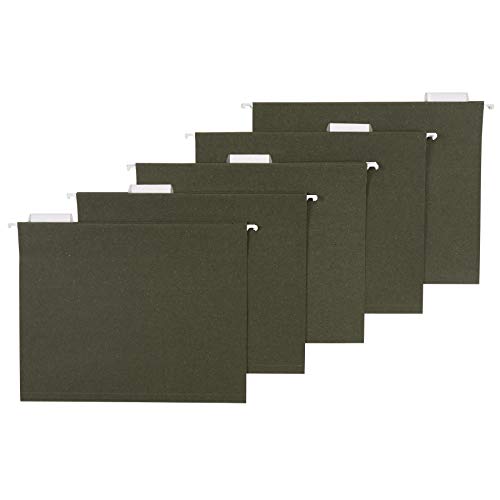 Amazon Basics Hanging File Folders, Standard Green,1/5-Cut Tabs, Letter Size, 50 Count per box