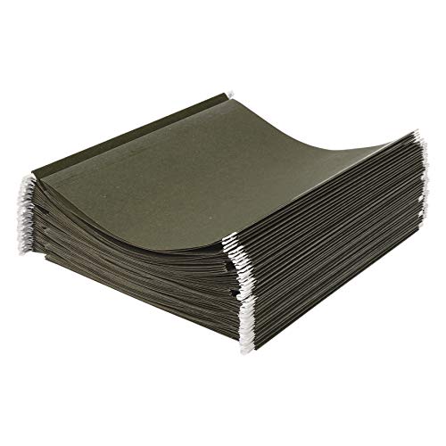 Amazon Basics Hanging File Folders, Standard Green,1/5-Cut Tabs, Letter Size, 50 Count per box