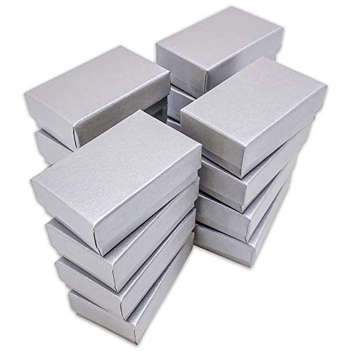 TheDisplayGuys 100-Pack #21 Cotton Filled Cardboard Paper Jewelry Box Gift Case - Pearl Gray (2 5/8" x 1 5/8" x 1")