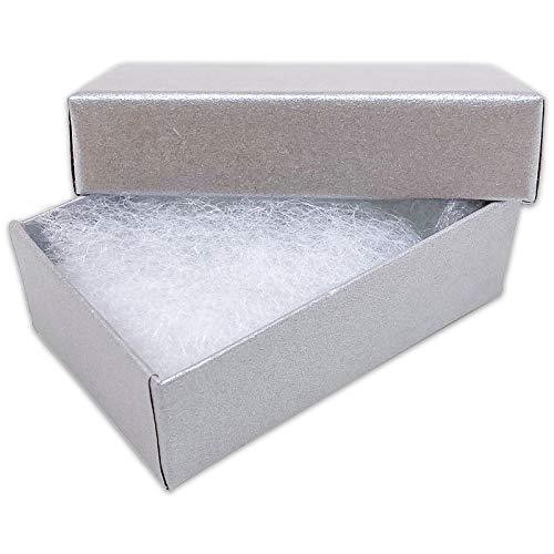 TheDisplayGuys 100-Pack #21 Cotton Filled Cardboard Paper Jewelry Box Gift Case - Pearl Gray (2 5/8" x 1 5/8" x 1")