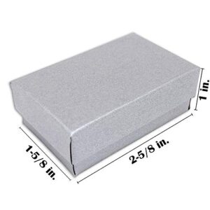 TheDisplayGuys 100-Pack #21 Cotton Filled Cardboard Paper Jewelry Box Gift Case - Pearl Gray (2 5/8" x 1 5/8" x 1")