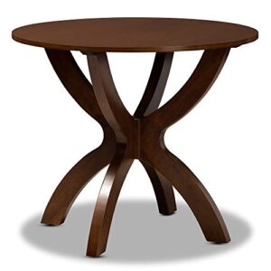 baxton studio tilde modern and contemporary walnut brown finished 35-inch-wide round wood dining table