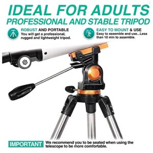 Telescope for Astronomy for Adult Beginners - Professional, Portable and Powerful 20x-250x - Easy to Mount and Use - Astronomical Telescope for Moon, Planets and Stargazing