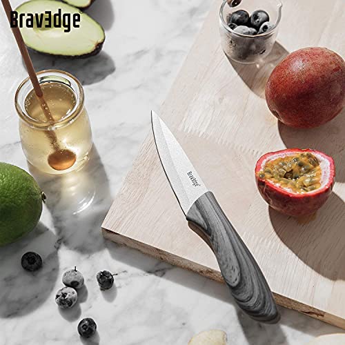 Bravedge 5 PCS Kitchen Knife Set, Kitchen Knives Professional with Sheaths and Gift Box, High Carbon Stainless Steel Ultra Sharp Chef Knife Set for Multipurpose Cooking with Ergonomic Handle