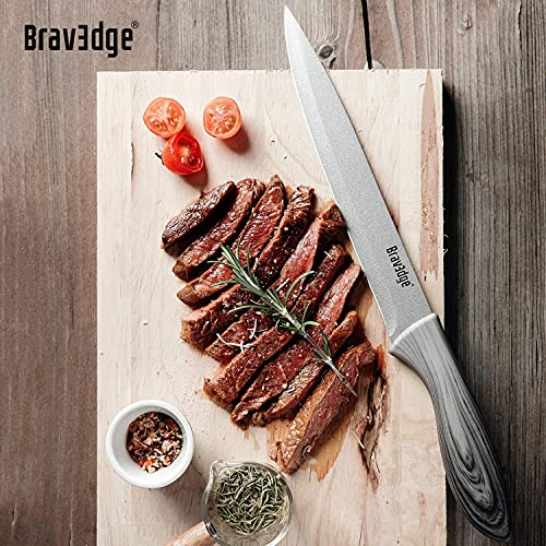 Bravedge 5 PCS Kitchen Knife Set, Kitchen Knives Professional with Sheaths and Gift Box, High Carbon Stainless Steel Ultra Sharp Chef Knife Set for Multipurpose Cooking with Ergonomic Handle