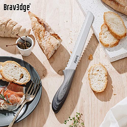 Bravedge 5 PCS Kitchen Knife Set, Kitchen Knives Professional with Sheaths and Gift Box, High Carbon Stainless Steel Ultra Sharp Chef Knife Set for Multipurpose Cooking with Ergonomic Handle