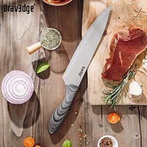 Bravedge 5 PCS Kitchen Knife Set, Kitchen Knives Professional with Sheaths and Gift Box, High Carbon Stainless Steel Ultra Sharp Chef Knife Set for Multipurpose Cooking with Ergonomic Handle