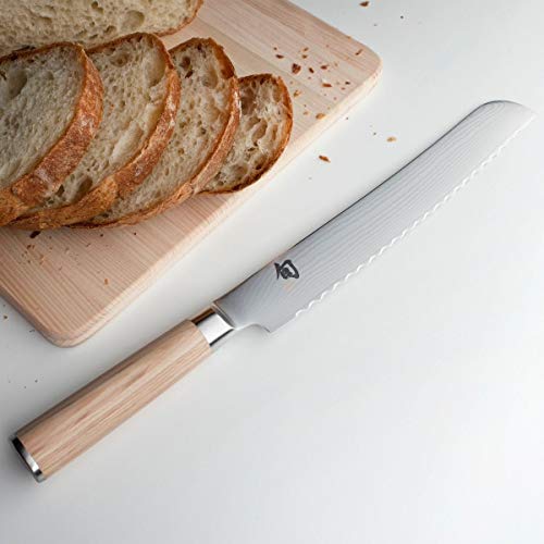 Shun Classic Blonde 9” Bread Knife, Blonde PakkaWood Handle, Full Tang VG-MAX Blade