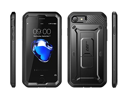 SUPCASE Unicorn Beetle Pro Series Case for iPhone SE (2022)/ iPhone SE (2020)/ iPhone 7/ iPhone 8, Built-in Screen Protector Full-Body Rugged Holster & Kickstand Case (Black)