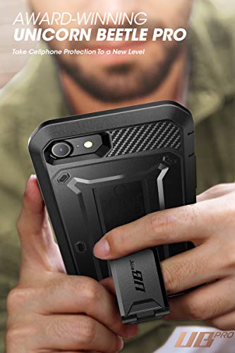 SUPCASE Unicorn Beetle Pro Series Case for iPhone SE (2022)/ iPhone SE (2020)/ iPhone 7/ iPhone 8, Built-in Screen Protector Full-Body Rugged Holster & Kickstand Case (Black)