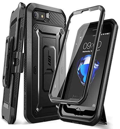 SUPCASE Unicorn Beetle Pro Series Case for iPhone SE (2022)/ iPhone SE (2020)/ iPhone 7/ iPhone 8, Built-in Screen Protector Full-Body Rugged Holster & Kickstand Case (Black)