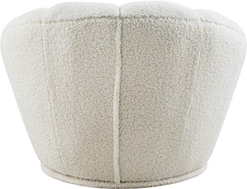 Meridian Furniture Dream Collection Modern | Contemporary Faux Sheepskin Fur Swivel Accent Chair, 34" W x 32.5" D x 25" H, White