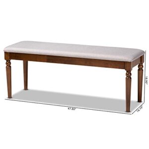 Baxton Studio Giovanni Modern and Contemporary Grey Fabric Upholstered and Walnut Brown Finished Wood Dining Bench