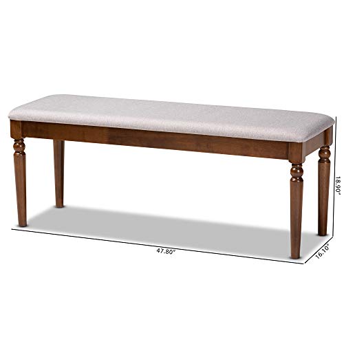 Baxton Studio Giovanni Modern and Contemporary Grey Fabric Upholstered and Walnut Brown Finished Wood Dining Bench