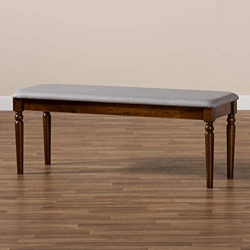 Baxton Studio Giovanni Modern and Contemporary Grey Fabric Upholstered and Walnut Brown Finished Wood Dining Bench