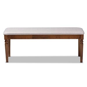 Baxton Studio Giovanni Modern and Contemporary Grey Fabric Upholstered and Walnut Brown Finished Wood Dining Bench