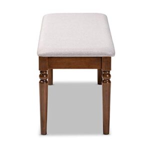 Baxton Studio Giovanni Modern and Contemporary Grey Fabric Upholstered and Walnut Brown Finished Wood Dining Bench