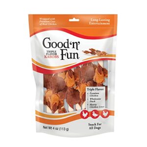 good'n'fun triple flavor kabobs 4 ounces, snack for all dogs