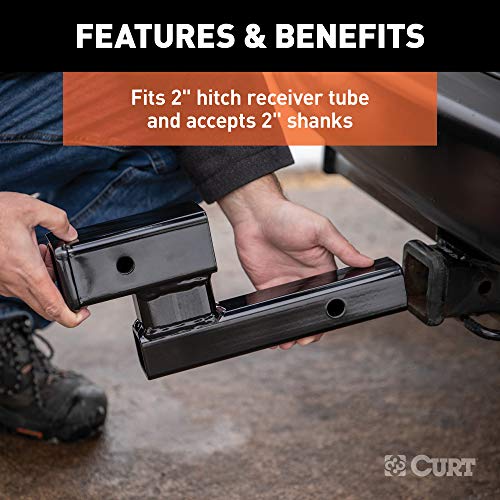 CURT 45798 Trailer Hitch Adapter, 2-Inch Receiver, 4-in Drop or Rise, 7,500 lbs , black