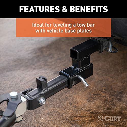 CURT 45798 Trailer Hitch Adapter, 2-Inch Receiver, 4-in Drop or Rise, 7,500 lbs , black