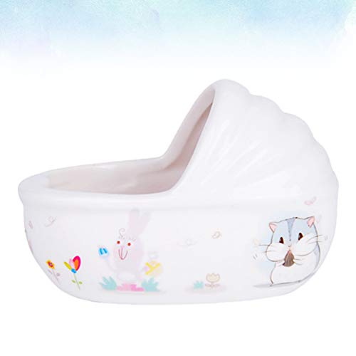 balacoo Ceramics Pet Hamster Bath House Chinchilla Bathroom Container Sauna Toilet Small Animal Sand Room Rat Hideout Nest for Hamster Chinchilla Small Pet (White)