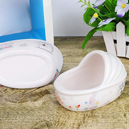 balacoo Ceramics Pet Hamster Bath House Chinchilla Bathroom Container Sauna Toilet Small Animal Sand Room Rat Hideout Nest for Hamster Chinchilla Small Pet (White)