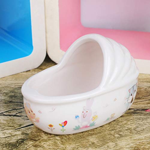 balacoo Ceramics Pet Hamster Bath House Chinchilla Bathroom Container Sauna Toilet Small Animal Sand Room Rat Hideout Nest for Hamster Chinchilla Small Pet (White)