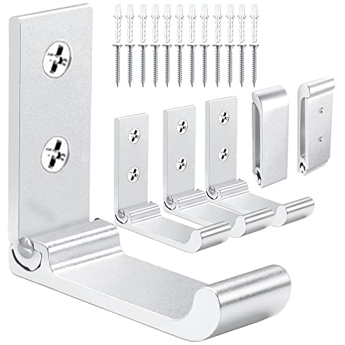 OHIYO Folding Coat Hooks 6pcs Fold Up Wall Hooks No Rust Aluminum Folding Hooks for Hanging Foldable Coat Hooks Wall Mounted Towel Hooks for Bathroom Hooks Wall Headphone Hanger (Matte Silver