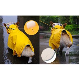 Dog Raincoat with Hood for Medium Dog,Luccalily Waterproof Dog Rain Jacket with Reflective Strip Adjustable Belly Strap Lightweight Poncho with Storage Bag (Medium, Yellow)