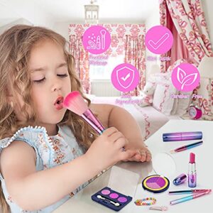 balnore 27 Pcs Girl Pretend Makeup for Toddlers - Toddler Makeup Kit with Purse | Pink Make up for Kids, Birthday for Girls 3 4 5 Years Old